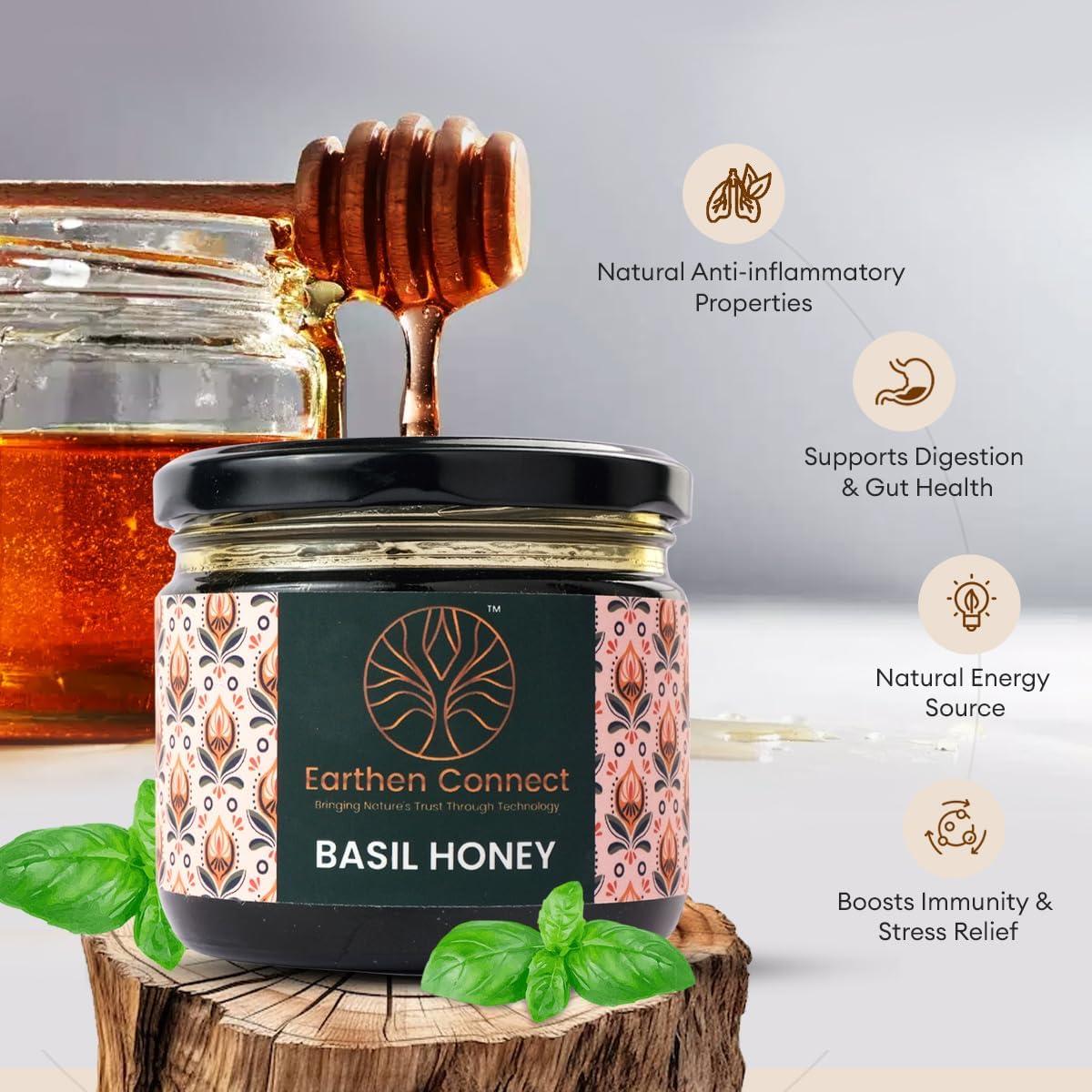 Earthen Connect Premium Basil Honey 400g No Added Sugar Supports ...
