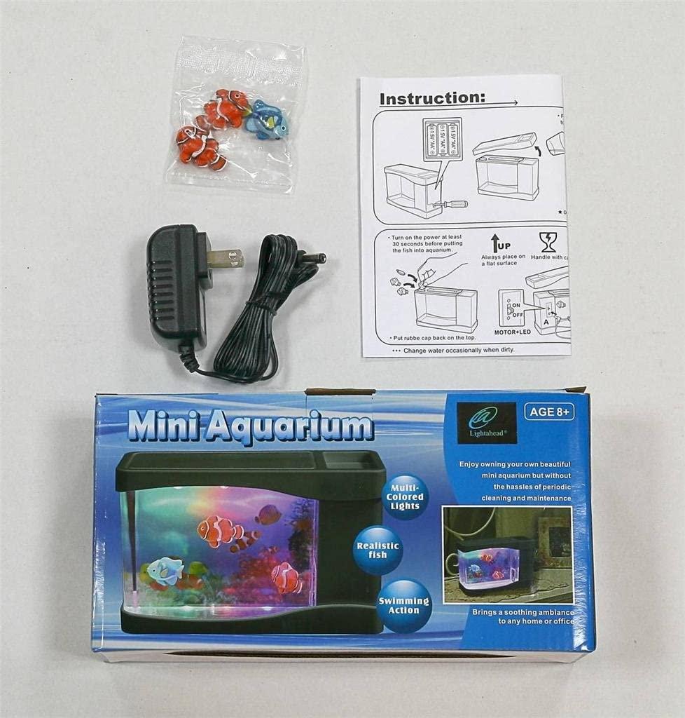 Lightahead Artificial Mini Aquarium - LED Multi Colored Fish Tank with ...