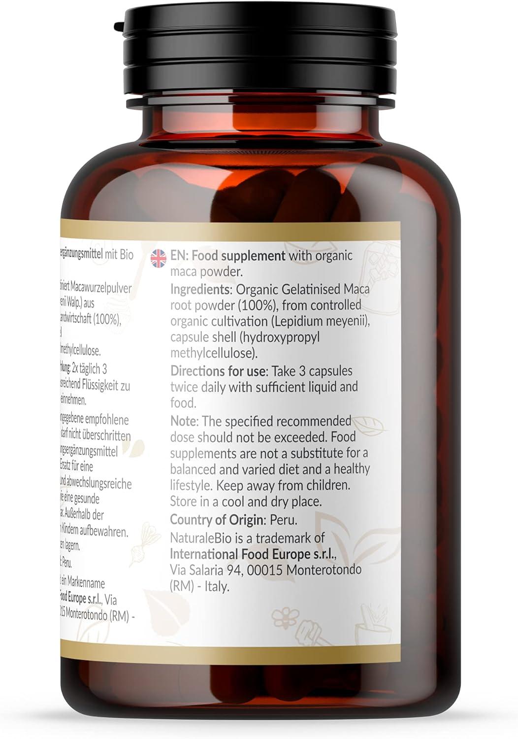 Organic Maca Capsules 500mg - 180 Capsules | Gelatinised Peruvian Maca ...