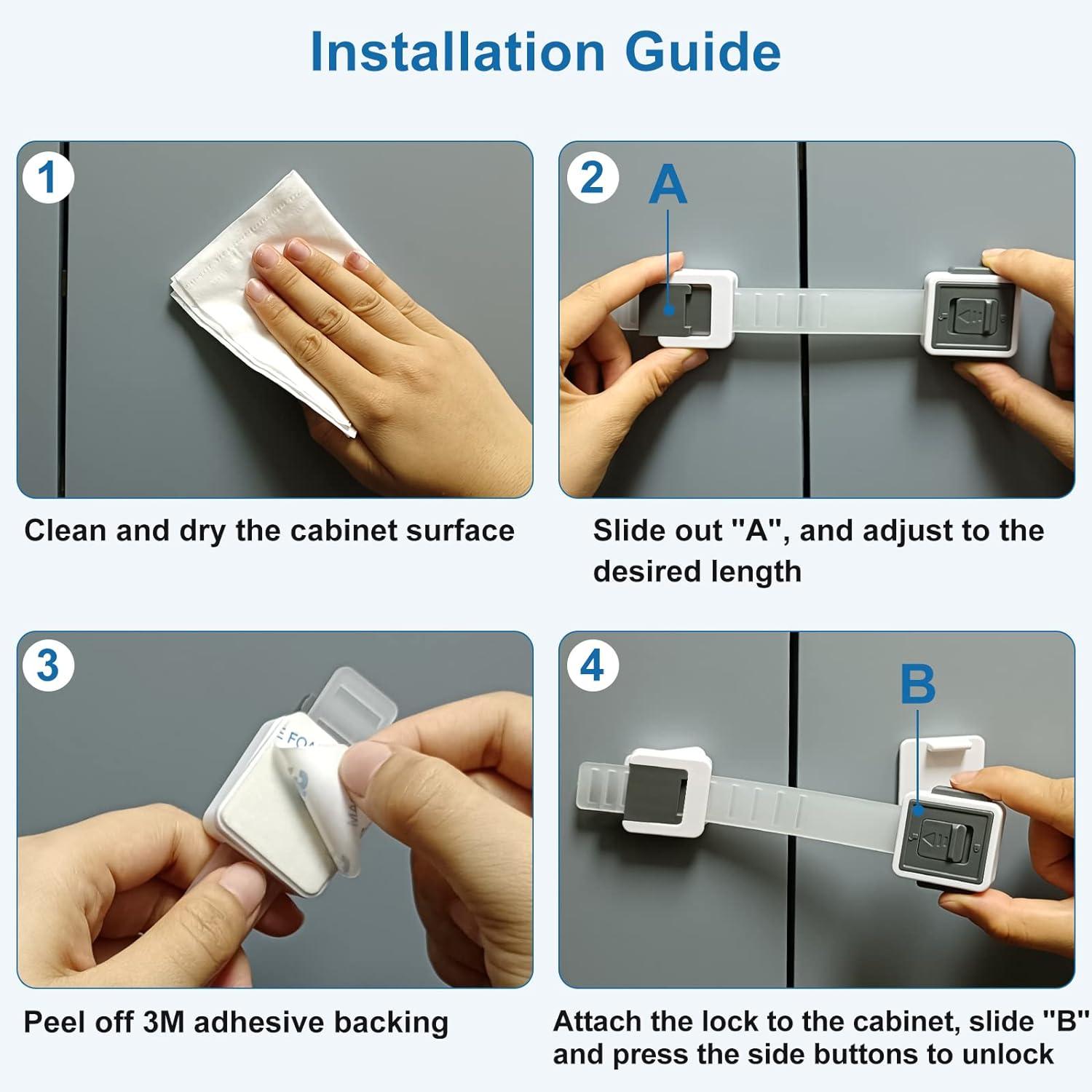 Aosite Cabinet Locks 4 Pack - Child Safety Drawer Latches | Baby Proof ...
