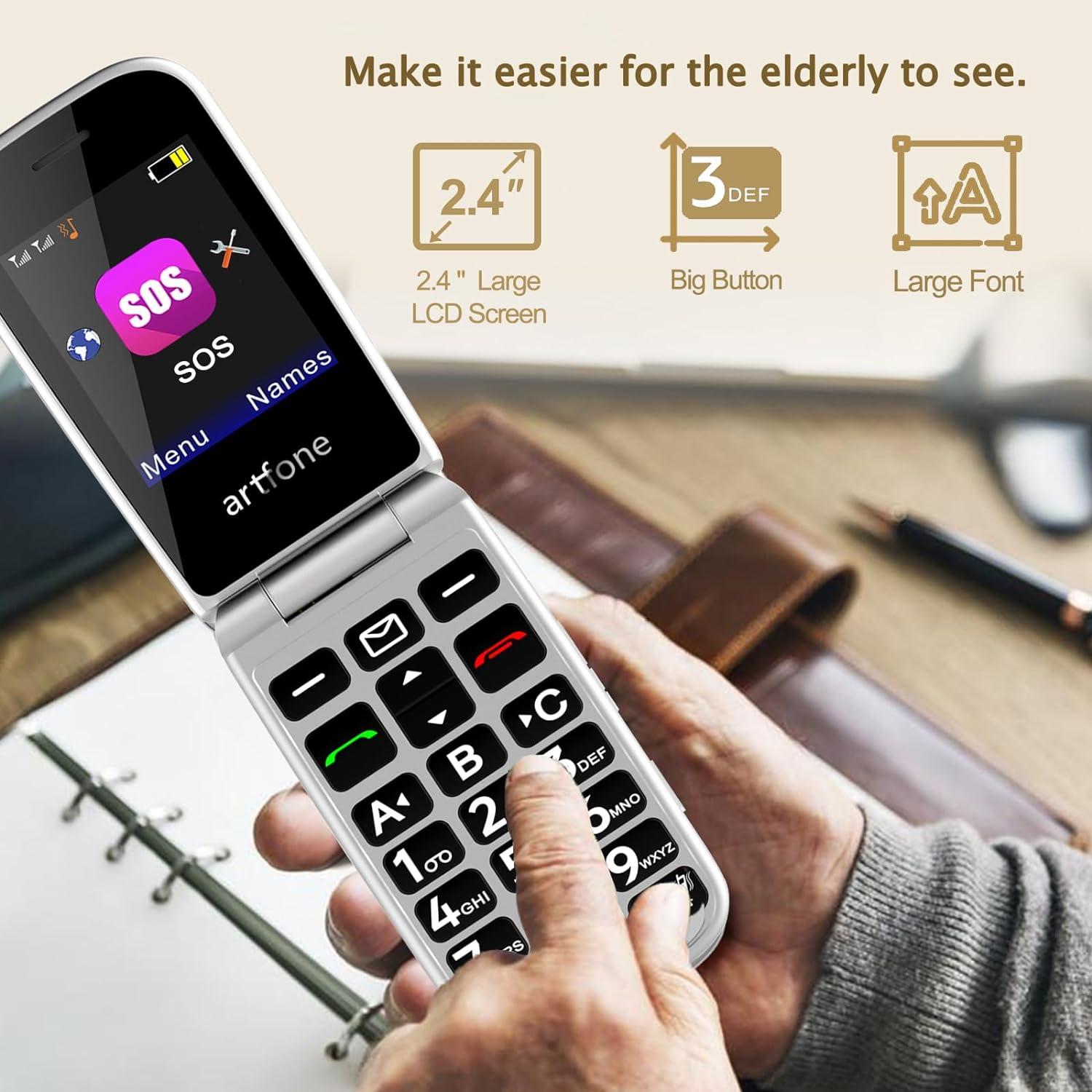 Artfone F30 4G Senior Flip Phone for Elderly - Dual SIM, Easy to Use ...