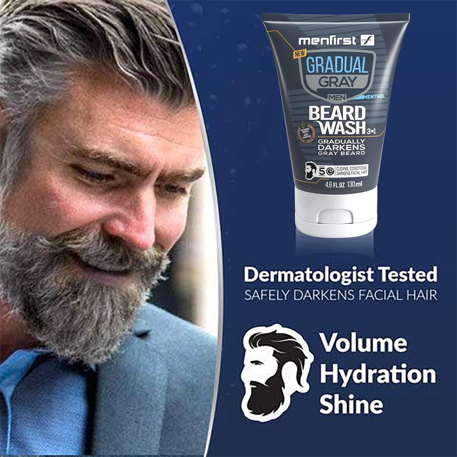 MenFirst Gradual Gray Darkening Beard Wash Shampoo for Men - Reduces ...