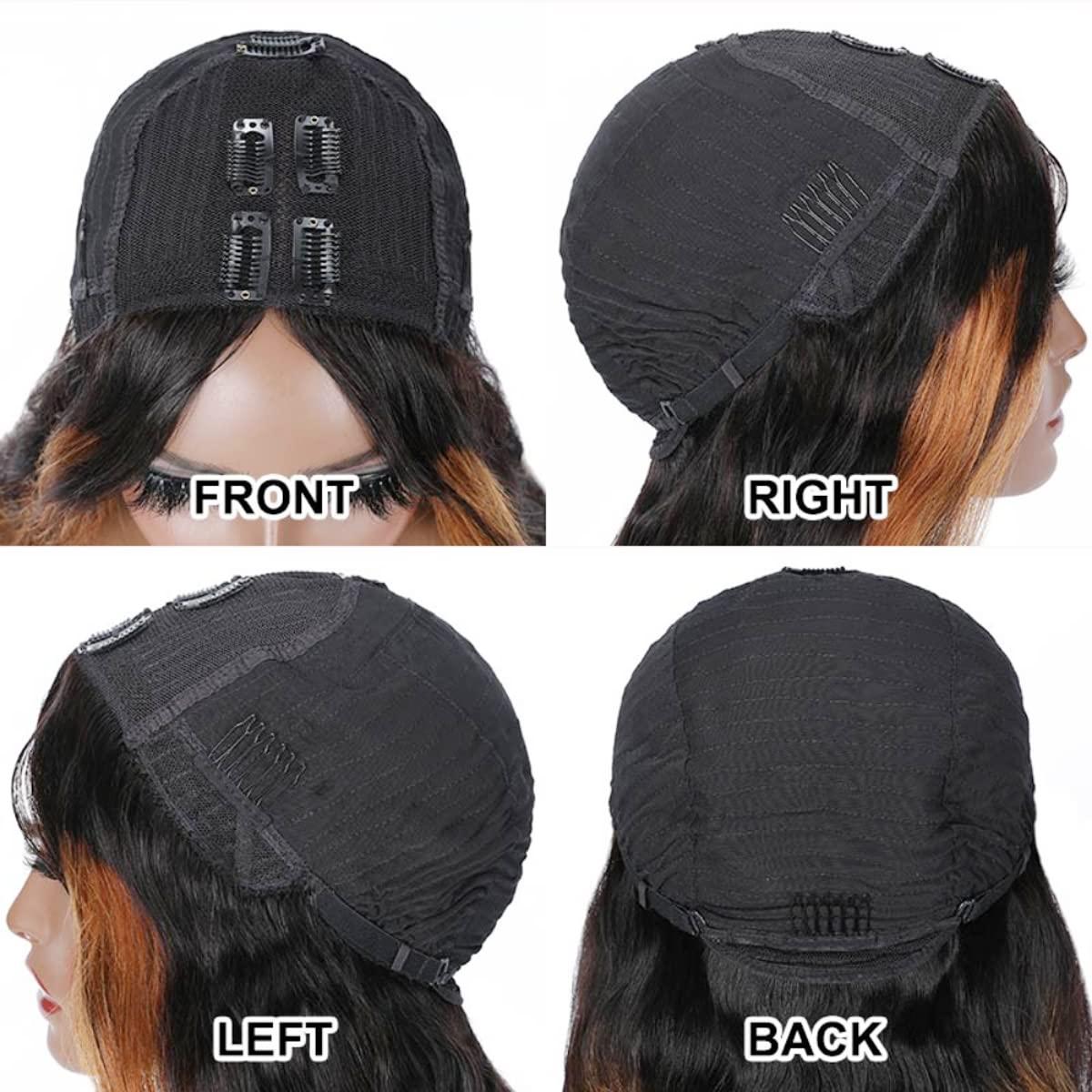 Balayage Human Hair Highlights U Part Wig | 100% Virgin Hair, Glueless & Beginner Friendly | 18 ...