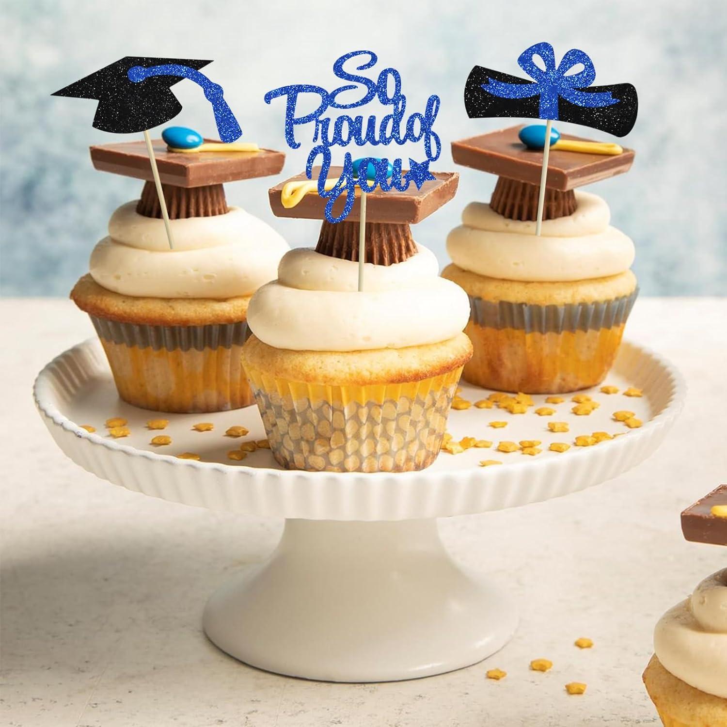 BEISHIDA 12pcs So Proud of You Cupcake Topper Graduation Cupcake ...