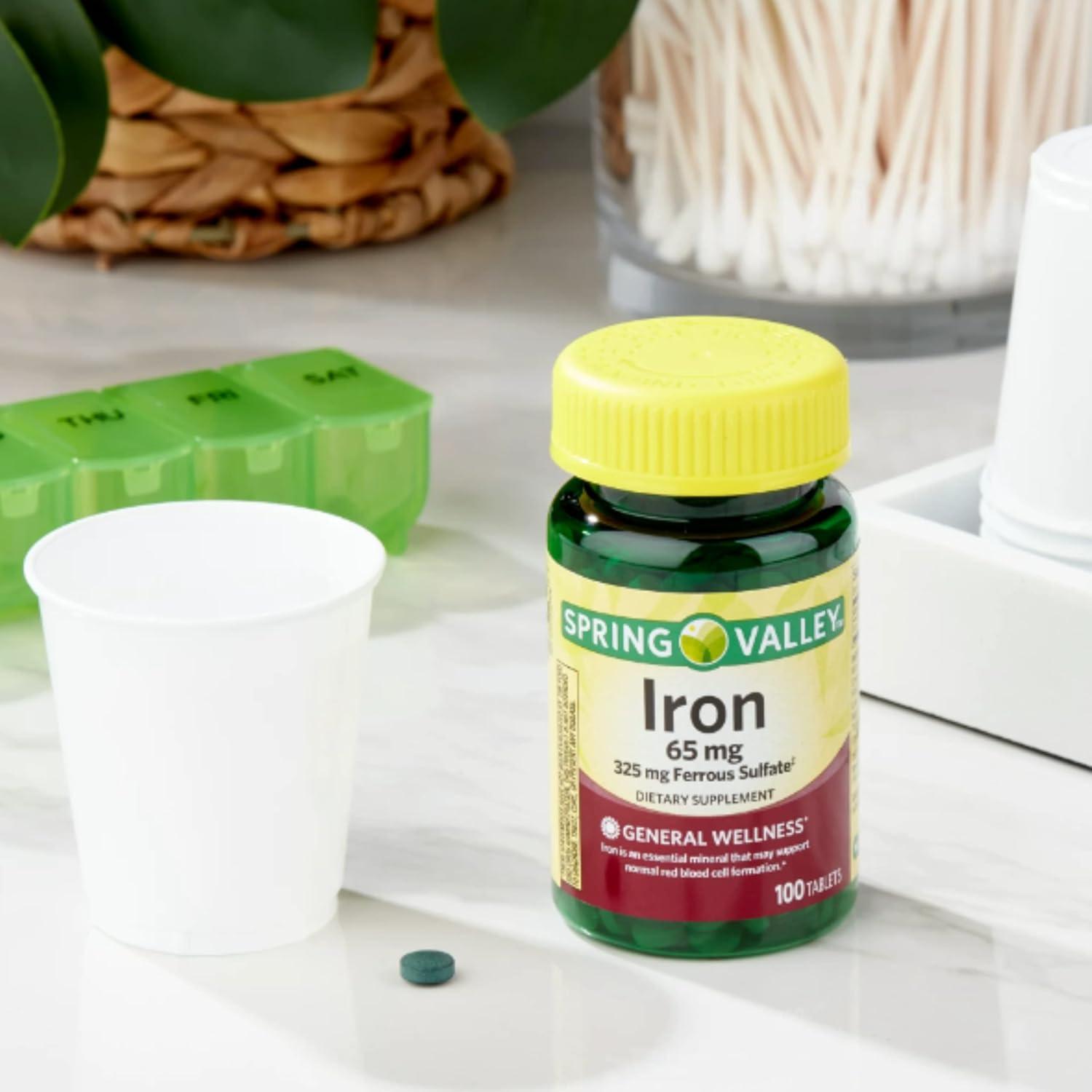 Spring Valley Iron Tablets 65 mg - 100 Count Value Size (Pack of 1 ...