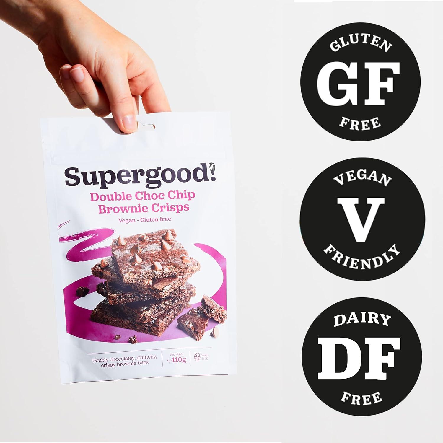 SUPERGOOD BAKERY Gluten Free Vegan Chocolate Brownie Crisps Double Choc Chip (1 x 110g) Vegan ...