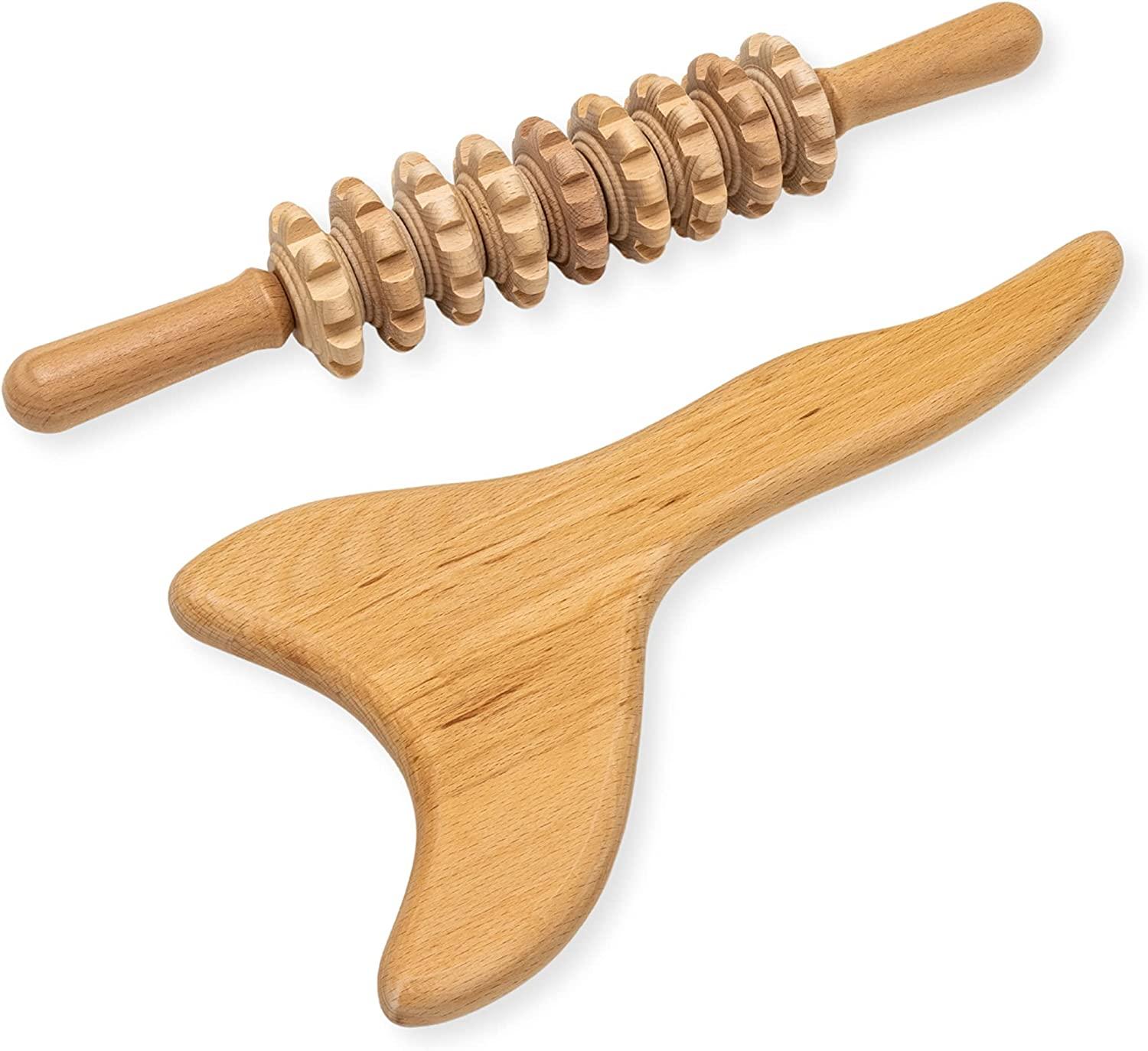 Wood Therapy Massage Tools Kit - Roller Stick, Gua Sha Body Contouring ...