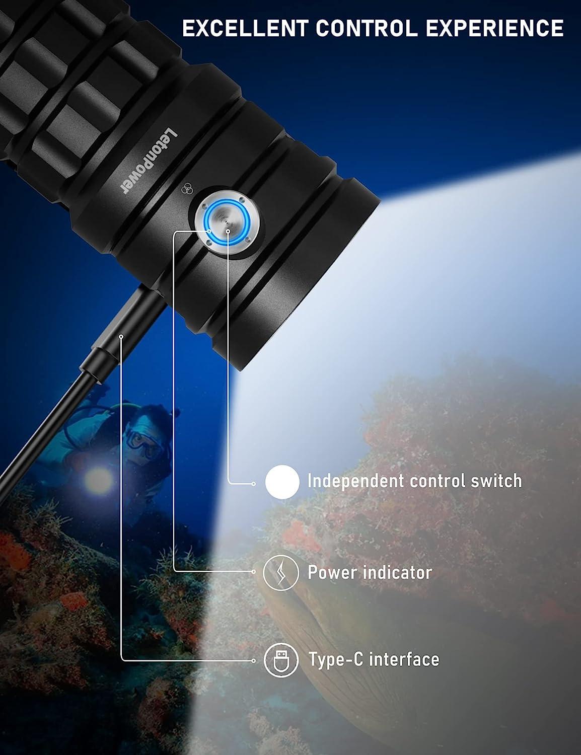 LetonPower Dive Light TS S Pro 13000 Lumens Diving Flashlight ...