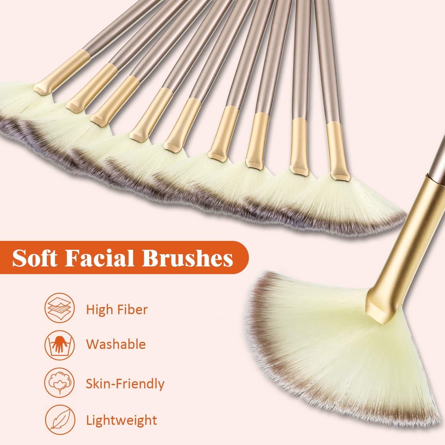 9-Piece Soft Facial Brushes Set for Mask Application - Champagne Color ...