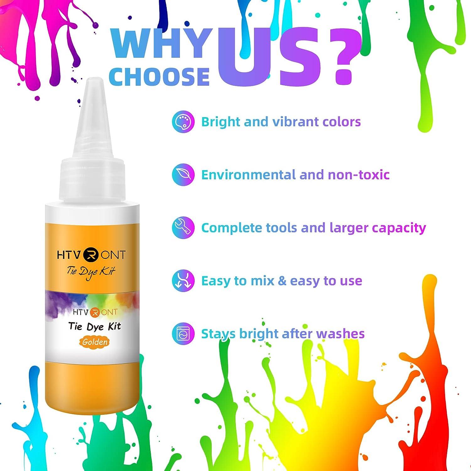 HTVRONT Tie Dye Kit - 18 Colors 80ML Pre-Filled Bottles for Clothing, T ...