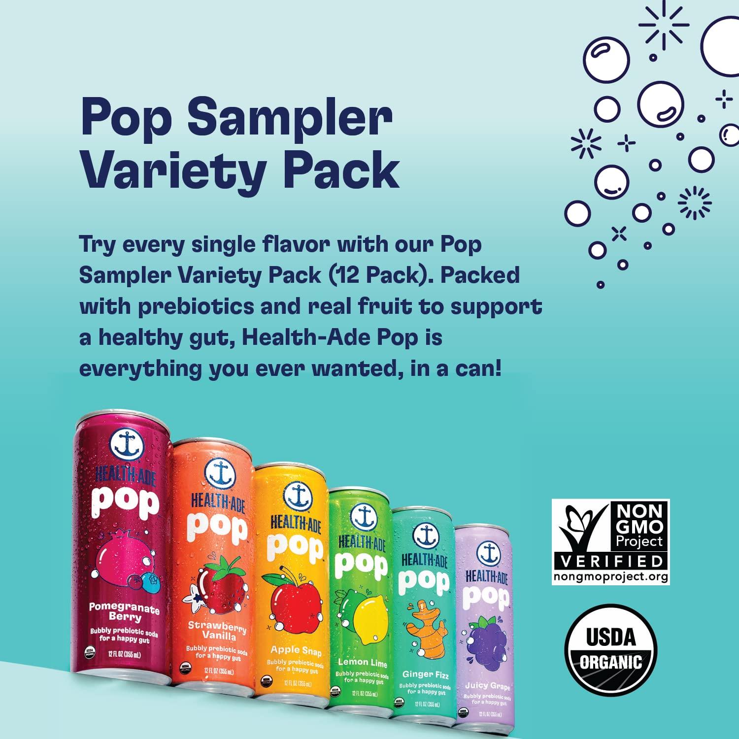 Health-Ade Pop Soda: Prebiotic Seltzer Water with Real Fruit Juice ...