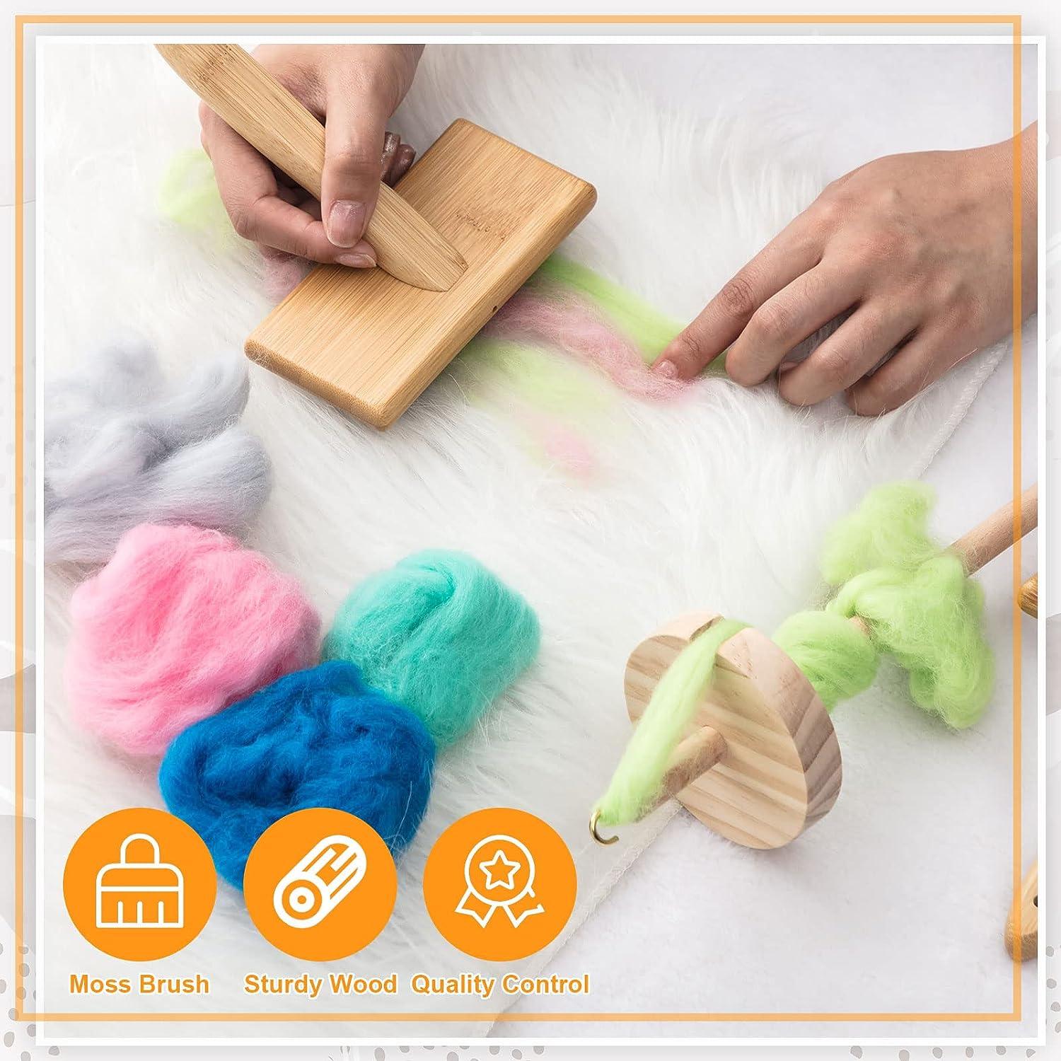 Rtteri 2 Pcs Wooden Wool Carder & Drop Spindle Set for Spinning ...