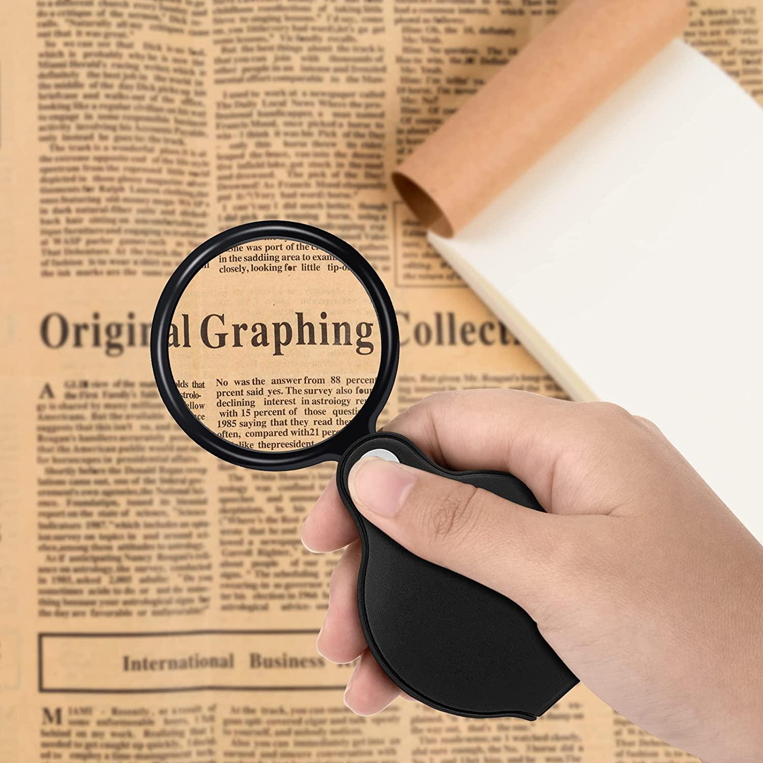 8 Packs 10X Mini Magnifying Glass Folding Pocket Magnifying Glass with ...