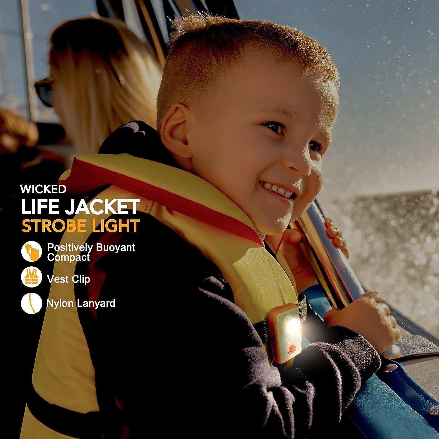 WICKED Life Jacket Strobe Light for Man Overboard Survival Vest Water ...