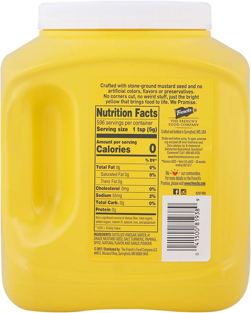 Frenchs 100% Natural Classic Yellow Mustard 2.98kg Catering Size Tub ...
