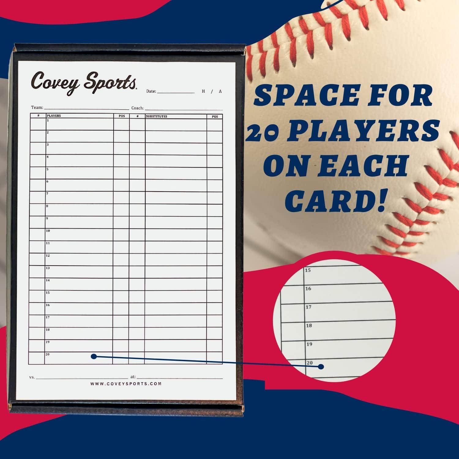 Covey Large Format Baseball Softball Lineup Cards - Pack of 50 ...
