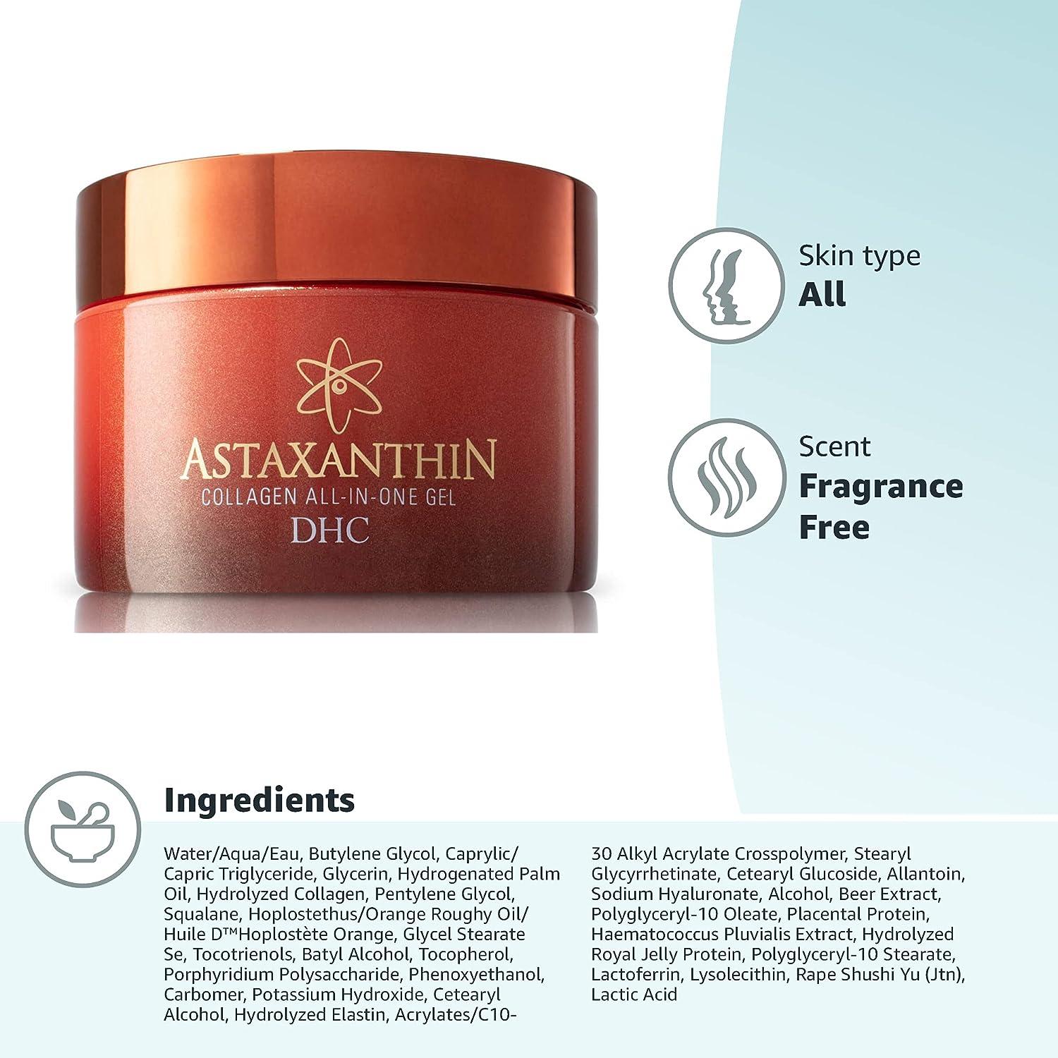 DHC Astaxanthin Collagen All-in-One Gel - Brightening Facial Moisturizer for All Skin Types ...