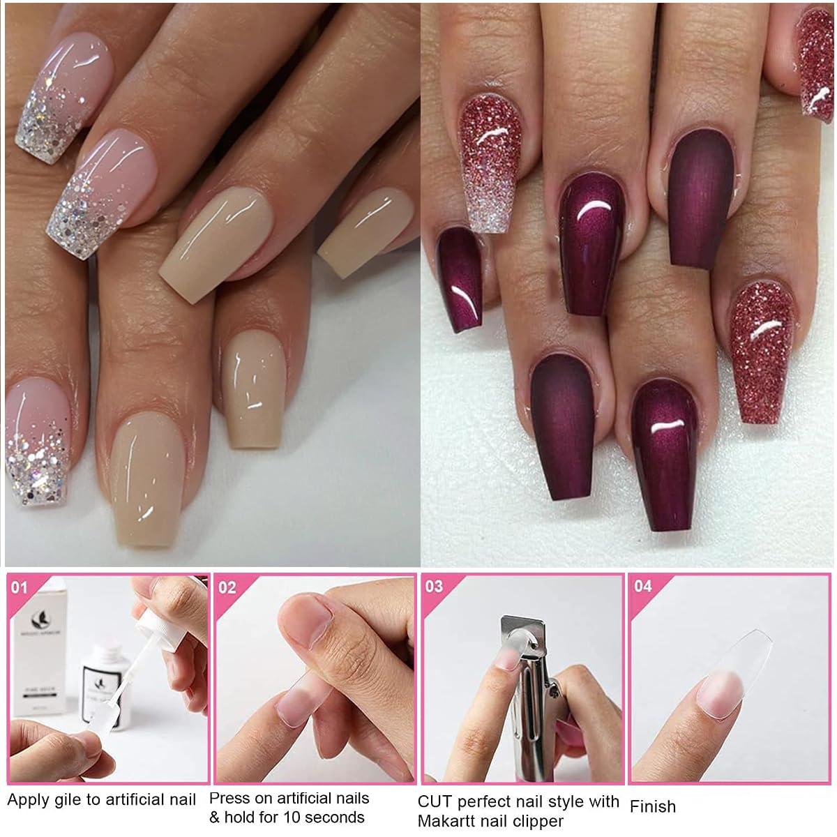 Magic Armor 504 PCs Coffin Nail Tips - Full Cover Acrylic Nails with ...