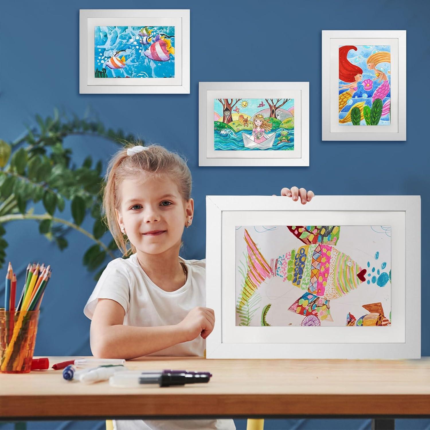TexLiney 2-Pack A4 Wooden Art Photo Frames for Children | Fillable ...