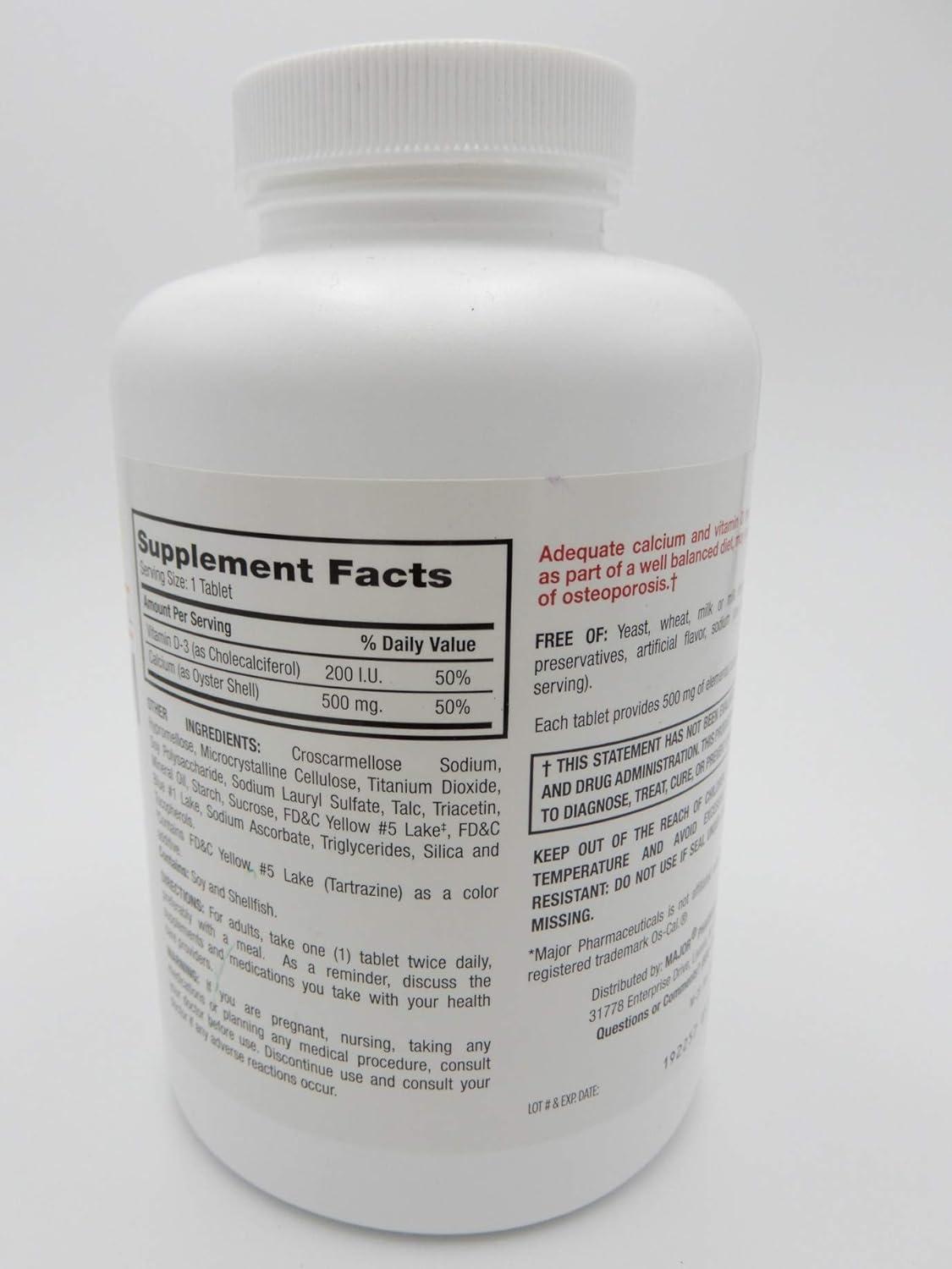 Oyster Shell Calcium with Vitamin D Tablets 500mg-200u 300ct Pack of 1
