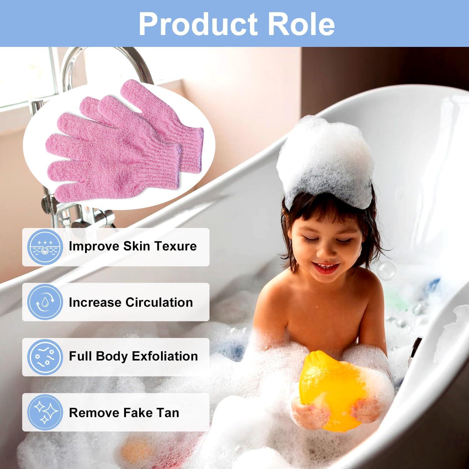 3 Pairs Exfoliating Gloves - Natural Loofah Bathing Mitts for Deep Body ...