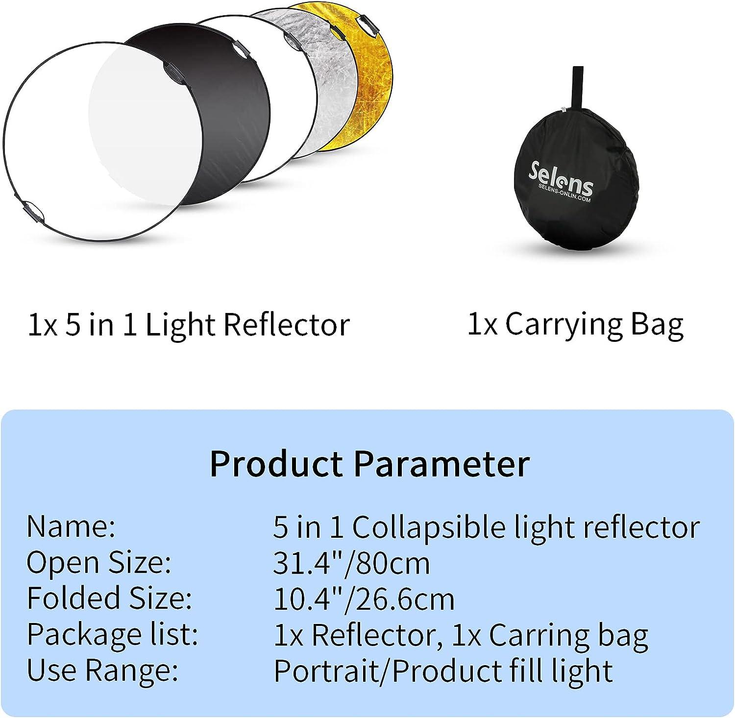 Selens 32 Inch Collapsible Light Reflector Kit - 5-in-1 Handle ...