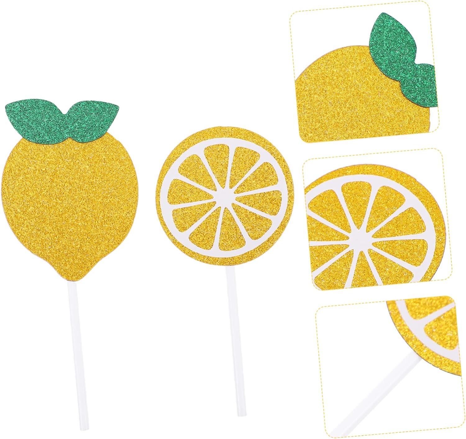 Abaodam 48 Pcs Lemon Cake Toppers Birthday Toppers for Cakes Birthday ...