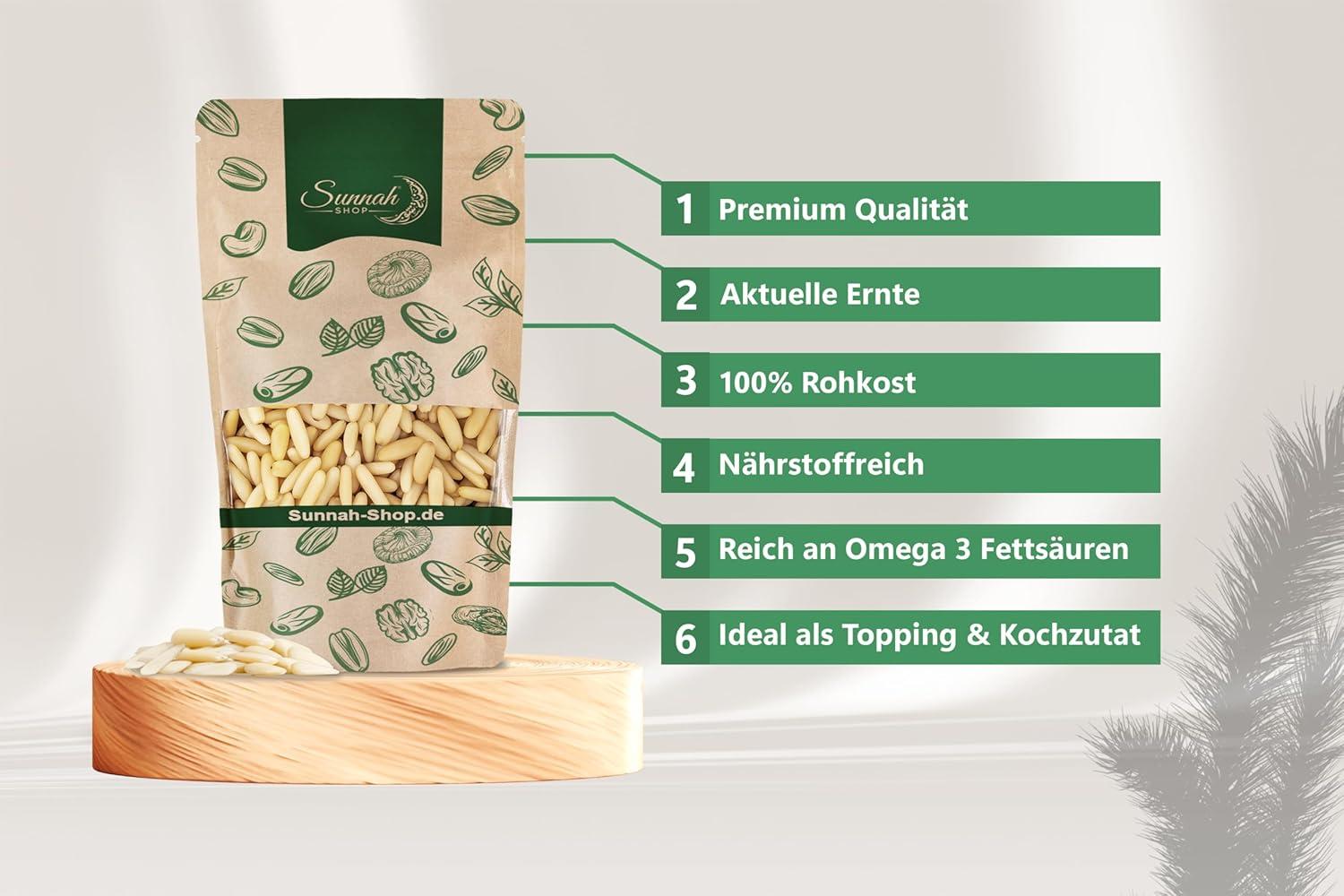 Sunnah Shop Premium 1kg Pine Nuts - 100% Natural & Additive-Free ...