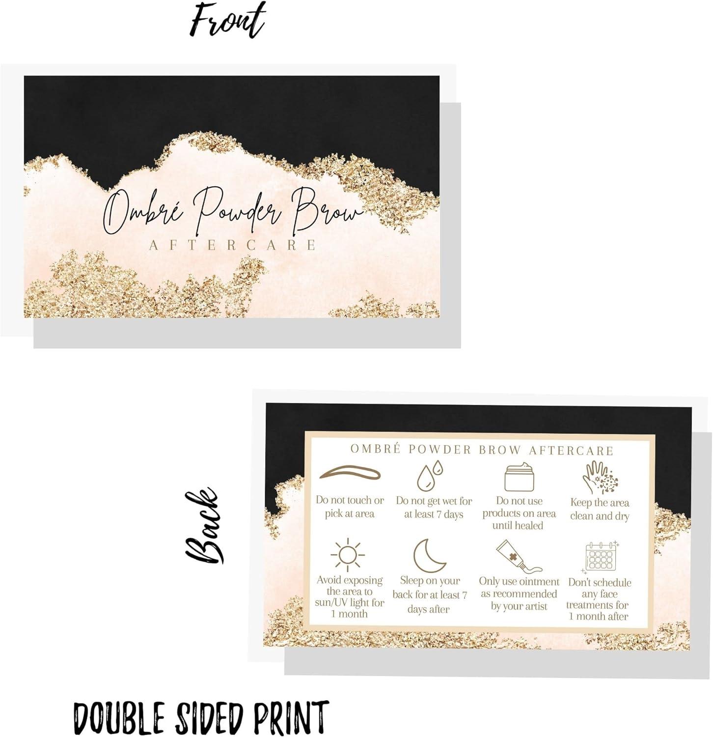 Ombre Powder Brow Aftercare Cards 50 Pack | Brow Artist Supplies for ...