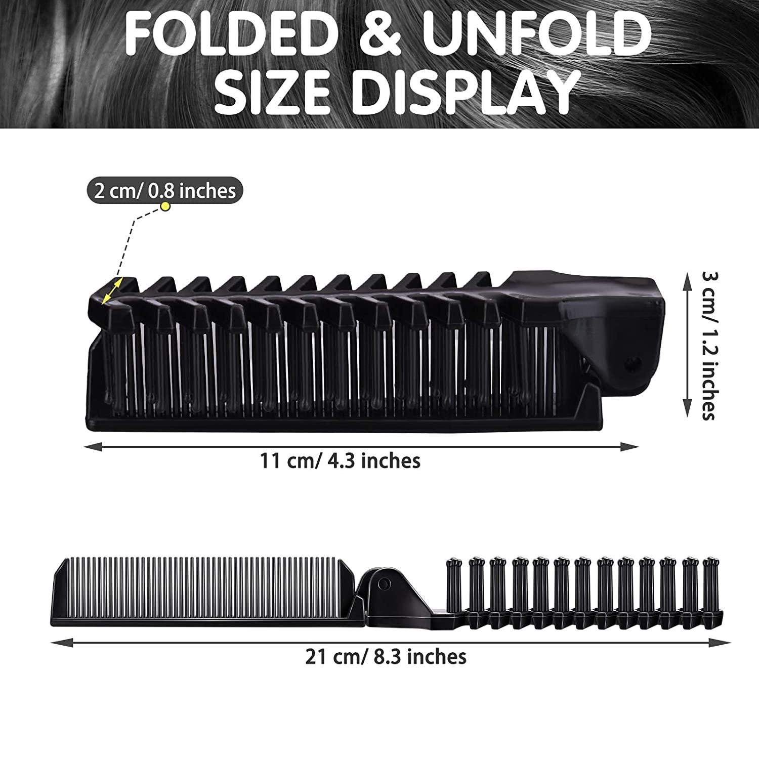10-Piece Portable Travel Folding Comb and Brush Combo in Black ...