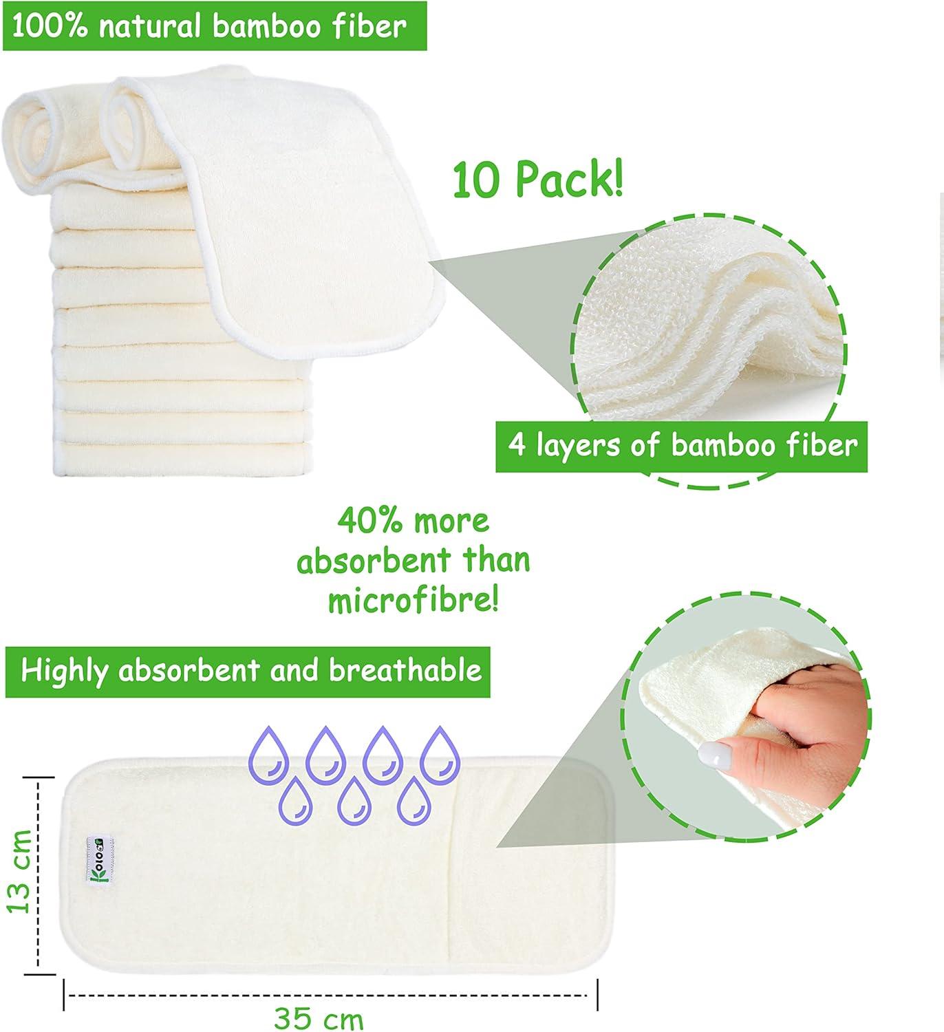 Buy Kolo Set of 10 Bamboo Diaper Inserts Washable Antibacterial Anti ...