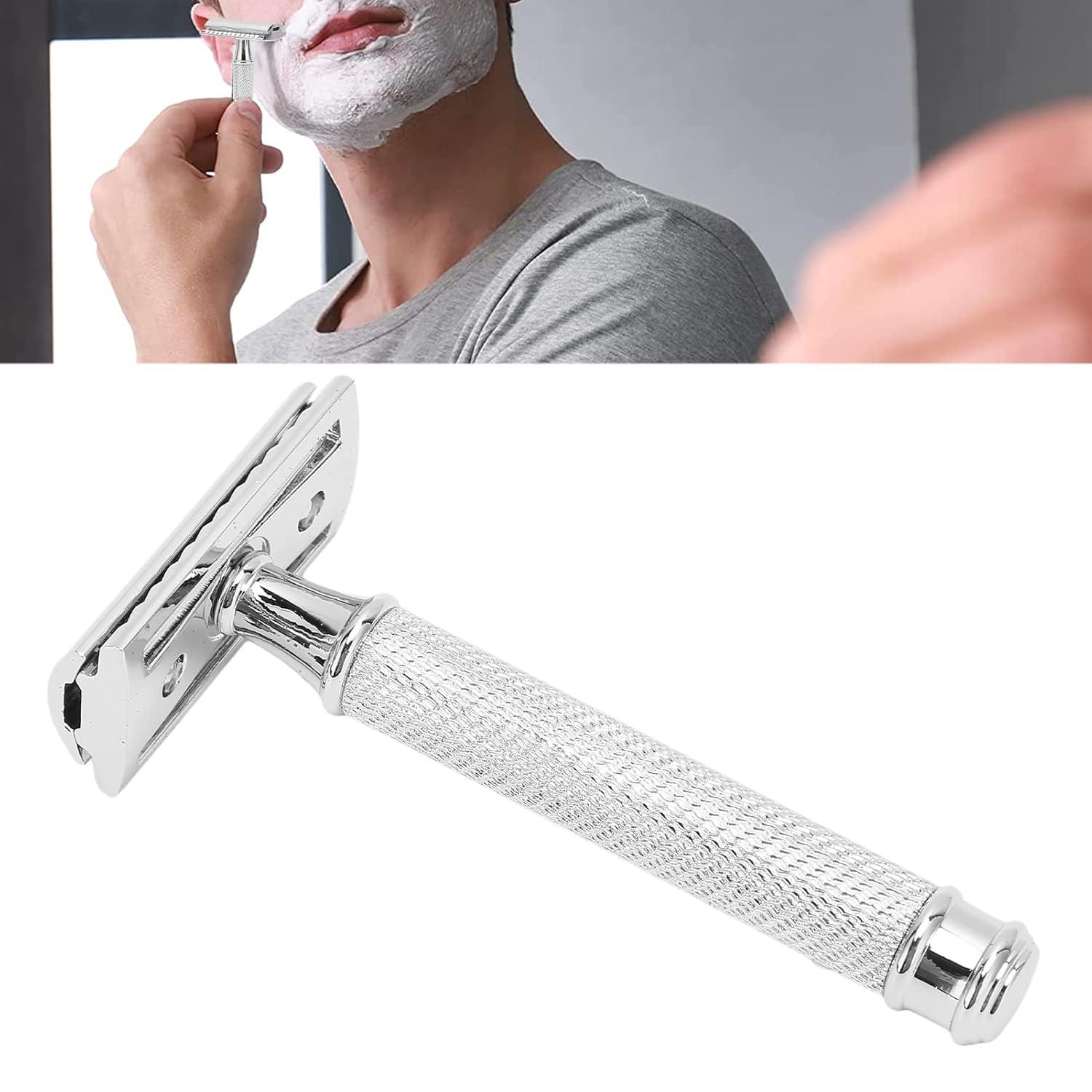 Razor Double Edge Manual Barber Shop Safety Shaver Kit for Men - Silver ...