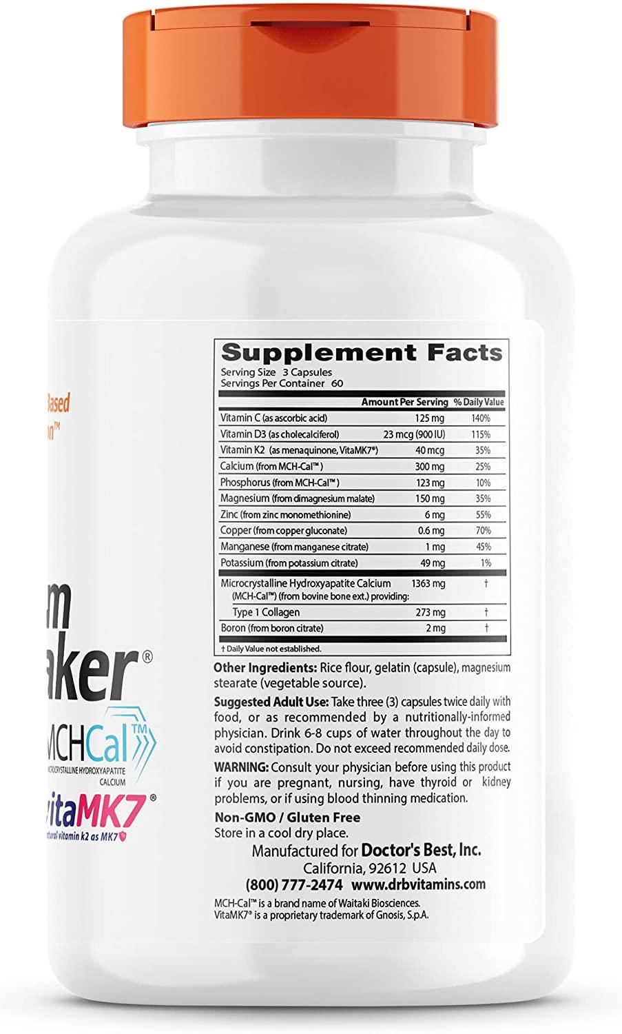 Doctor's Best Calcium Bone Maker Complex with MCHCal - Supports Bone, Muscular, Skeletal, and ...