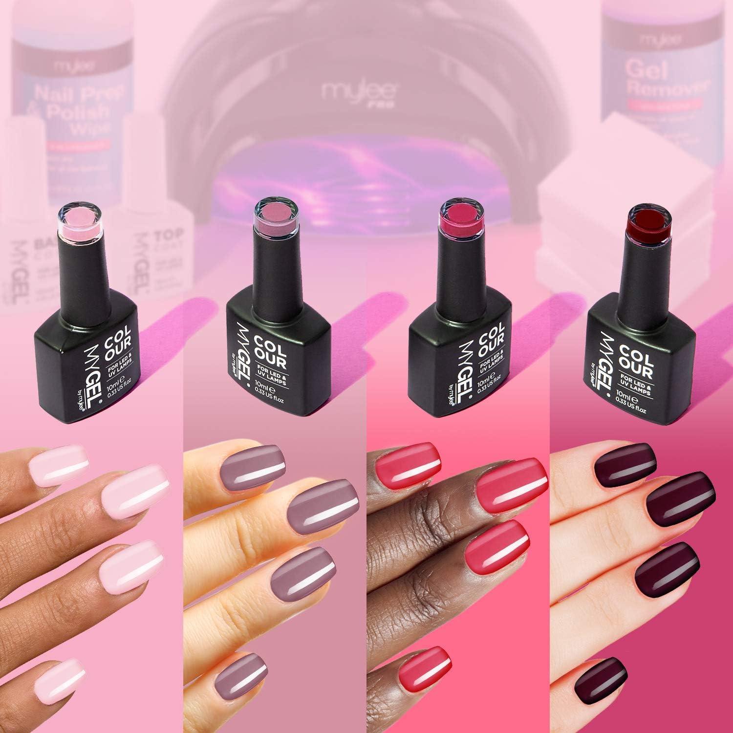 Mylee Complete Gel Nail Polish Kit with LED Lamp - 4 MyGEL Colours, Top ...