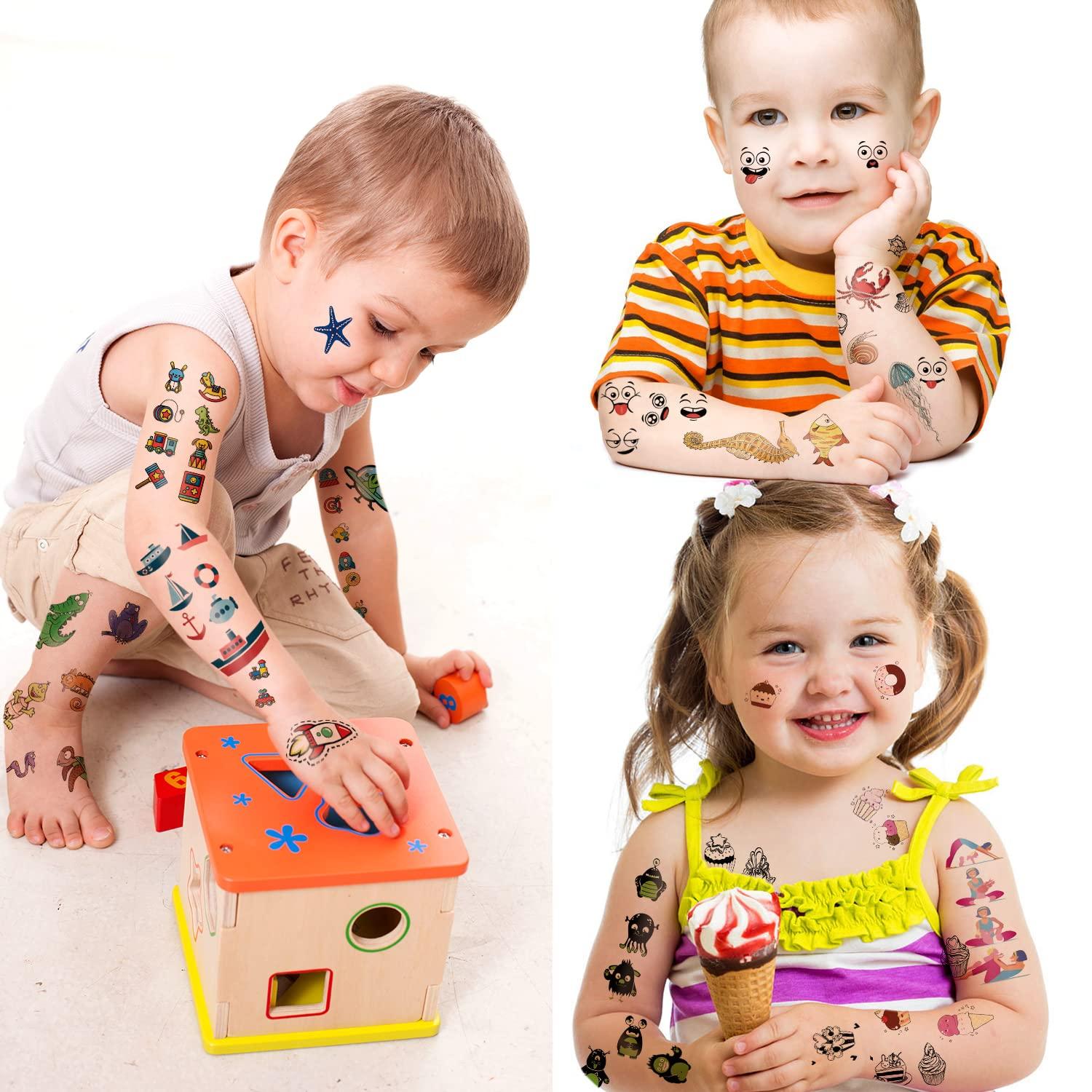 90 Sheets Waterproof Temporary Tattoos for Kids - Dinosaur, Sea Animal ...