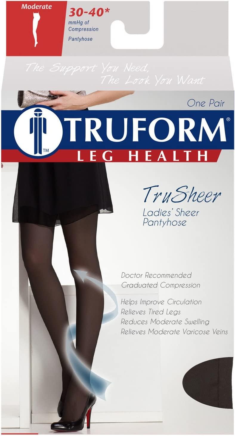 Truform 30-40 mmHg Sheer Compression Pantyhose - Women's Shaping Tights ...