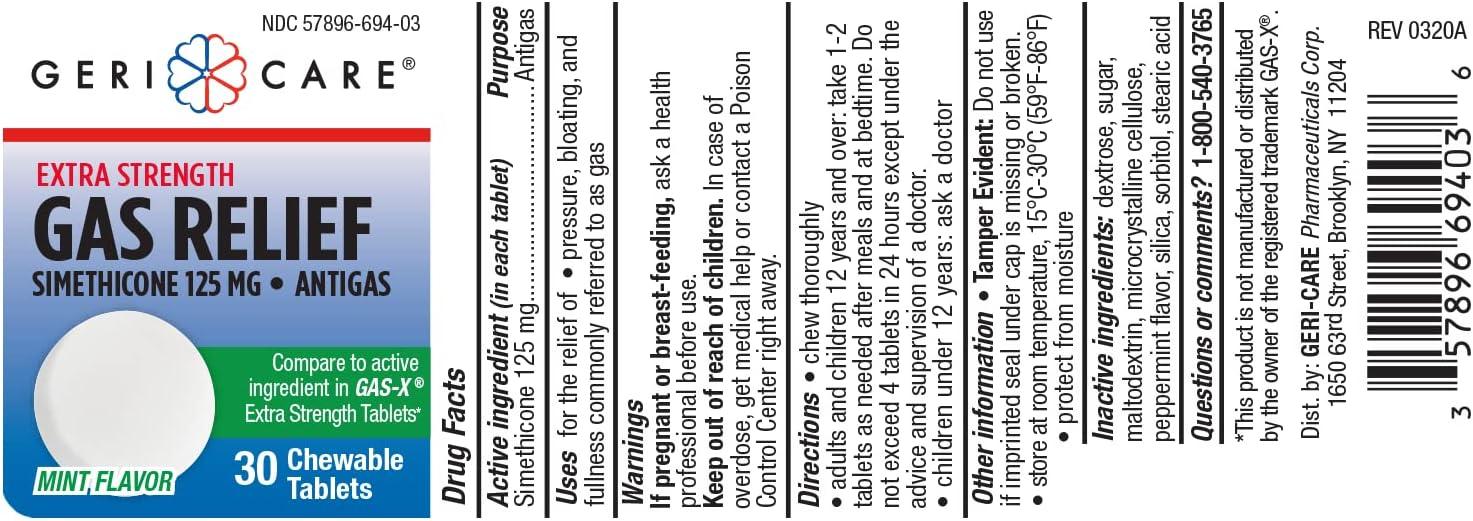 GeriCare Chewable Gas Relief Tablets - Extra Strength 125mg - 30 Count ...