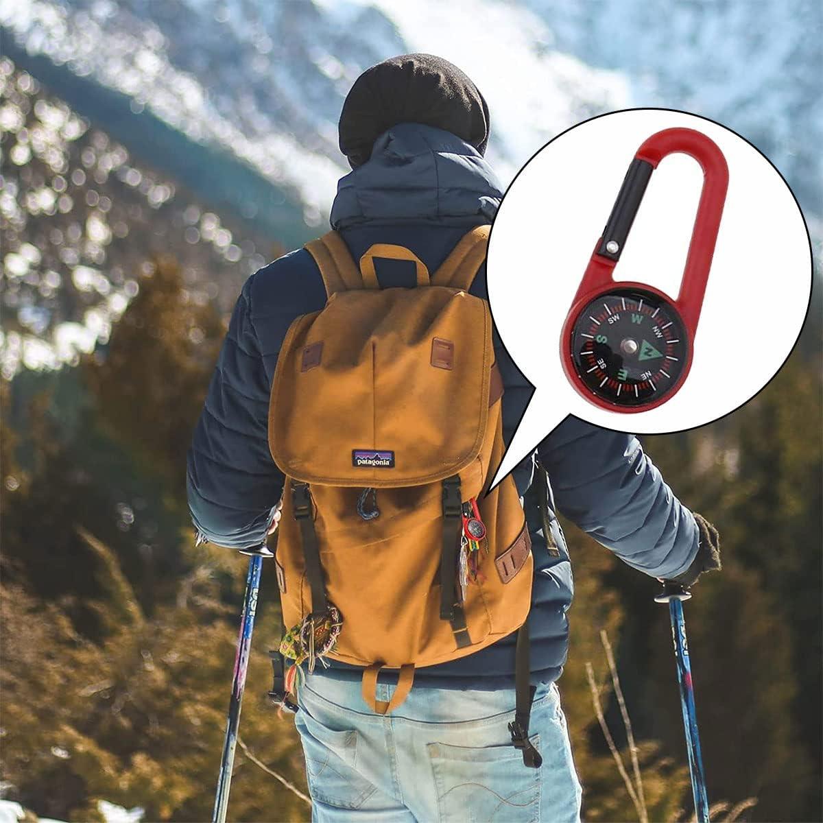 Mini Compass Keychain with Carabiner Hook - Outdoor Nautical Compass ...