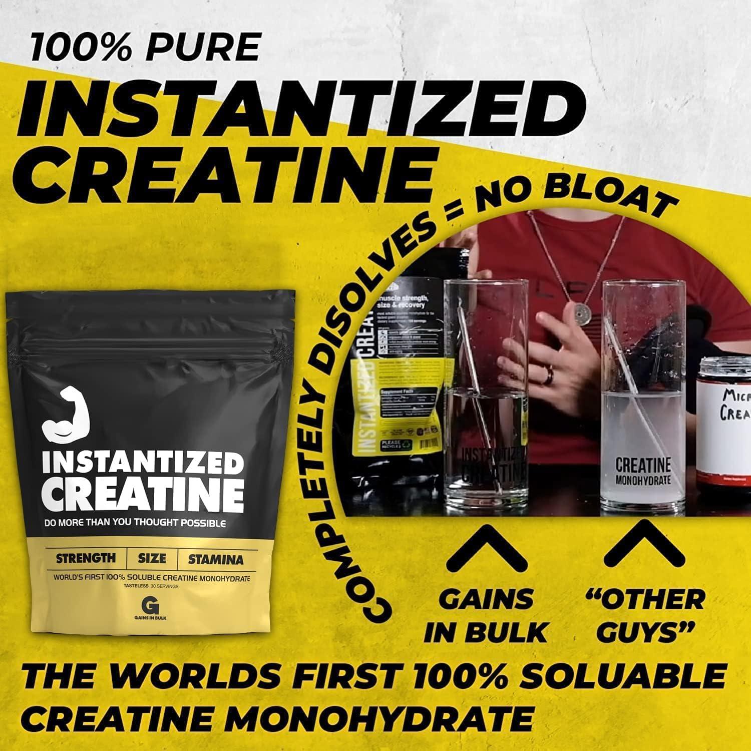 Instantized Creatine Monohydrate | 100% Soluble | Strength, Performance ...