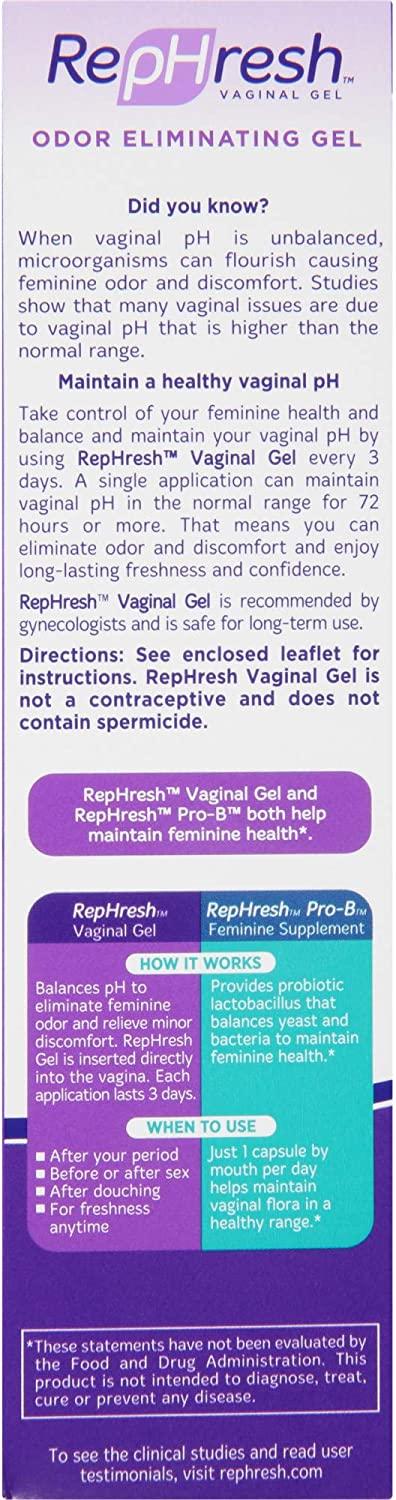 RepHresh Vaginal Gel 0.07oz with 4 Pre-filled Applicators - pH Balance ...