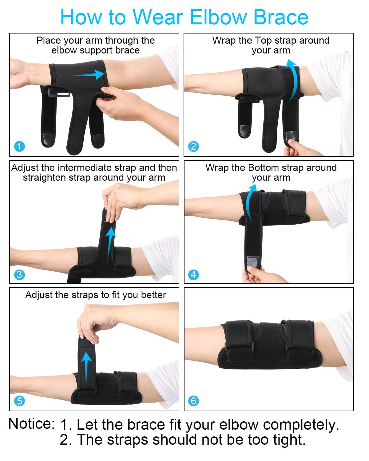 Elbow Brace with 2 Removable Splint - Adjustable Cubital Tunnel ...