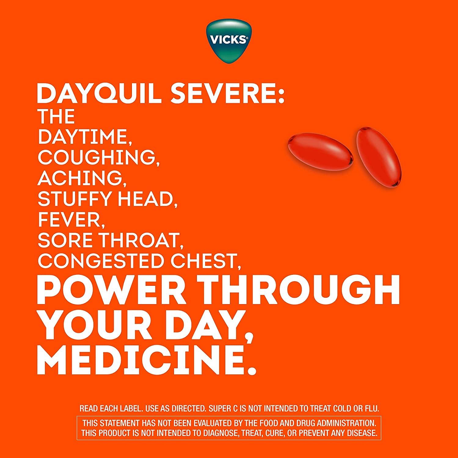 Vicks DayQuil & Super C Pack - Max Strength Cold & Flu Relief with ...