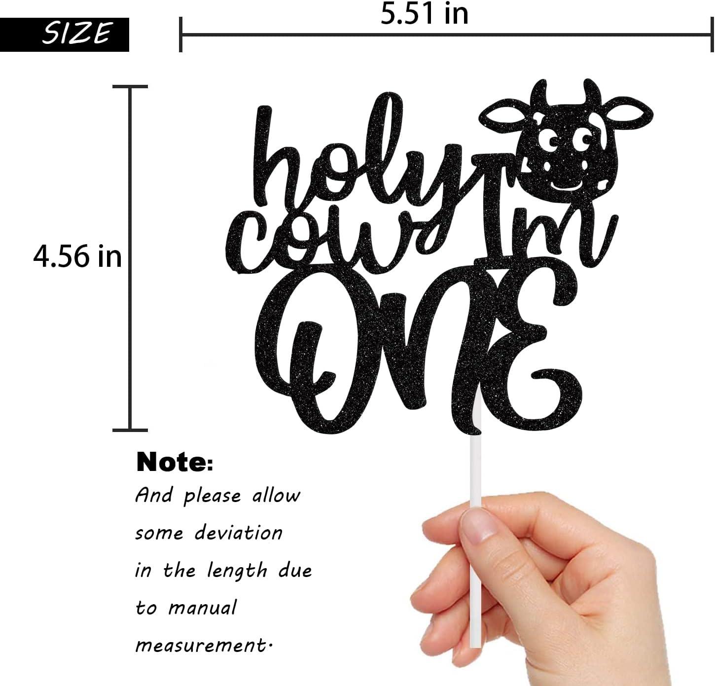 Black Glitter Holy Cow I'm One Cake Topper Cow Cake Topper Holy Cow I'm ...