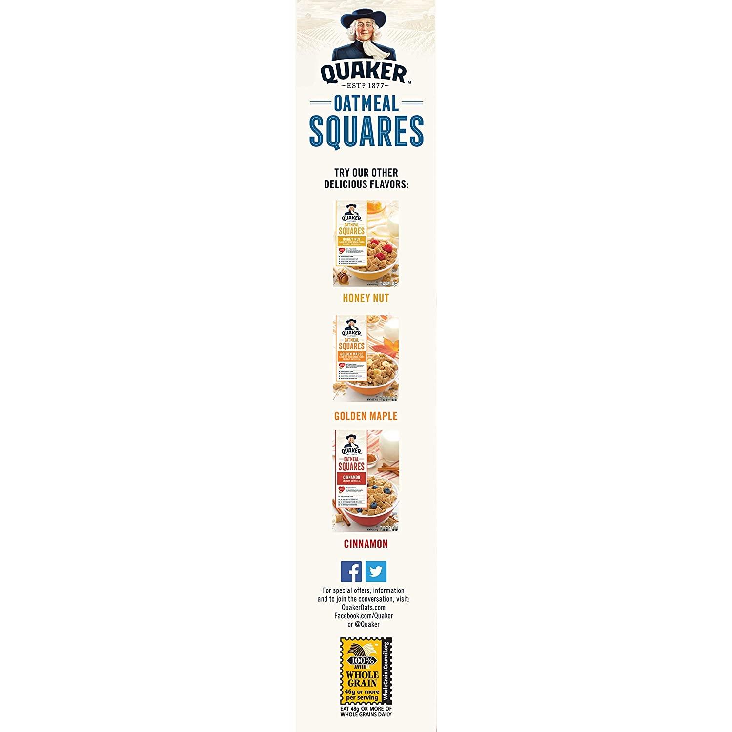 Quaker Oatmeal Squares Breakfast Cereal Brown Sugar 14.5oz (3 Pack ...