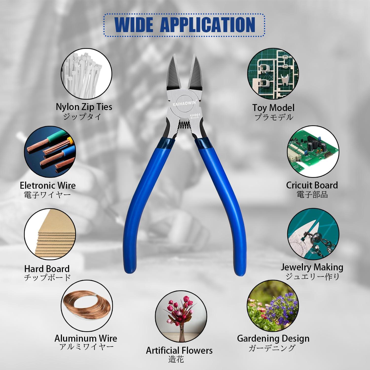 Wire Cutters 5 Pack 6.5 inch KAIHAOWIN Flush Cutters Diagonal Cutters ...