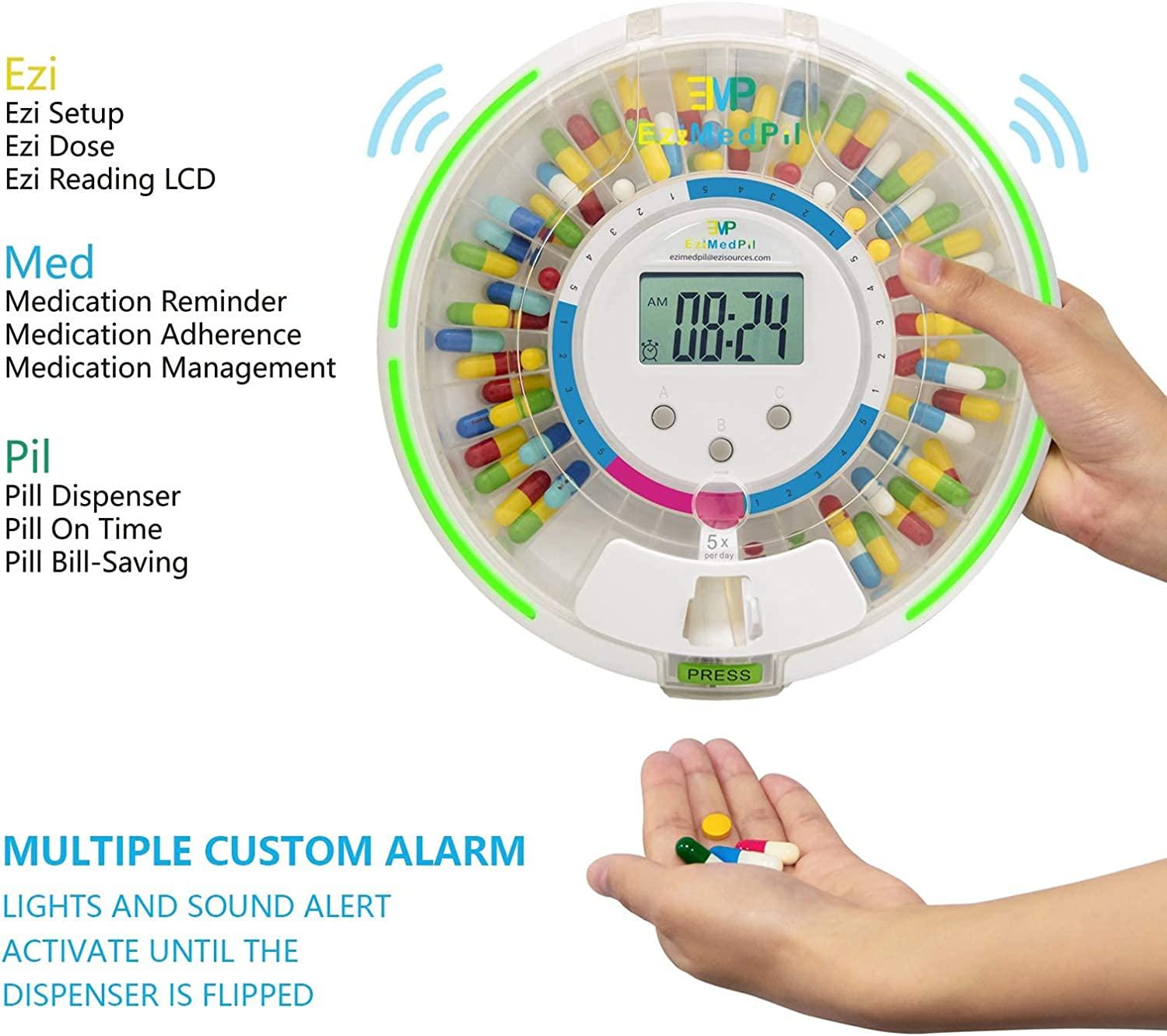 EziMedPil Automatic Pill Dispenser with Audio & Visual Alerts - 6 ...