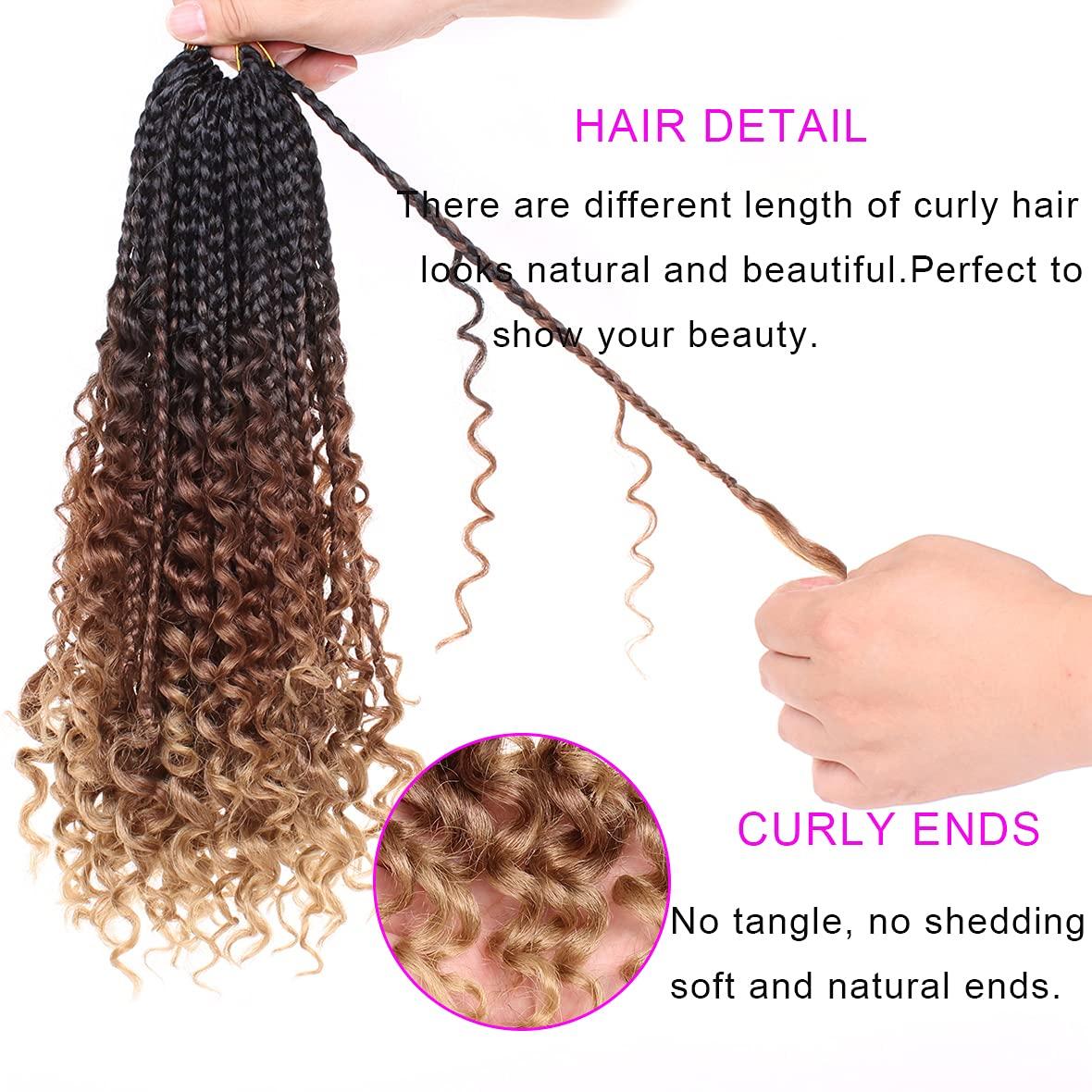 Unionbeauty 14 Inch Boho Box Braids Crochet Hair with Curly Ends - Pack ...