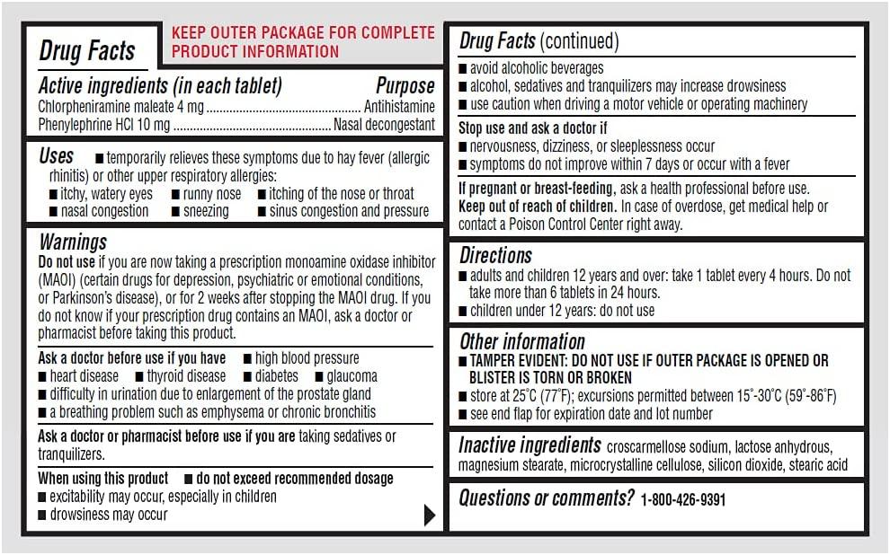 Rite Aid Sinus & Allergy Relief PE Tablets - 24 Count | Maximum ...