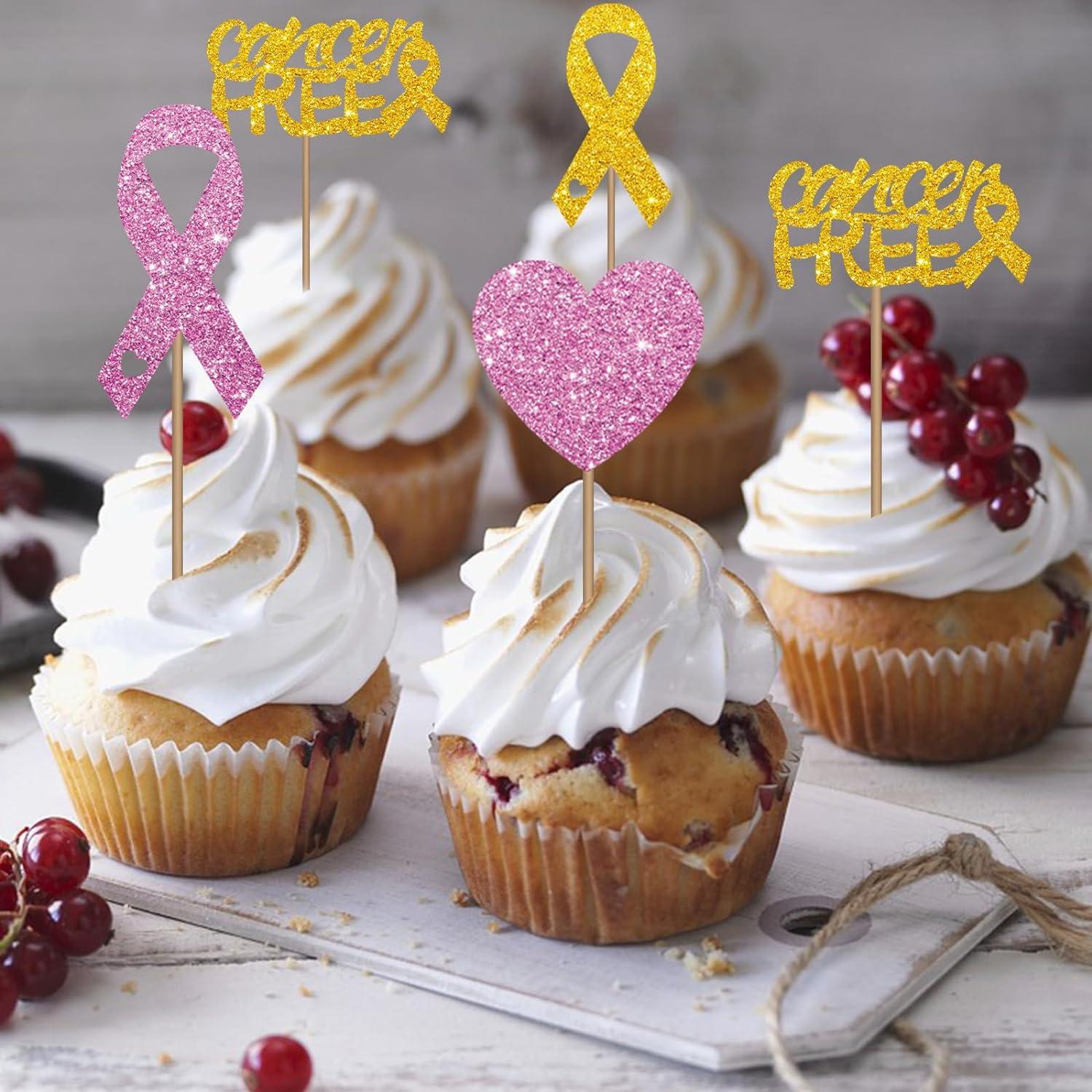 Cancer Free Cupcake Toppers Breast Cancer Awareness Cupcake Toppers ...