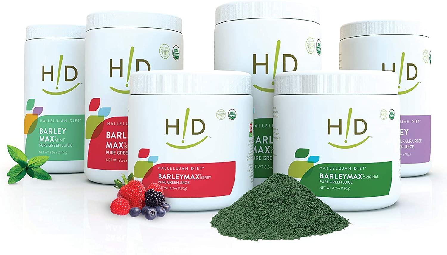 Hallelujah Diet Organic BarleyMax Green Juice Powder - Berry Flavor (8 ...